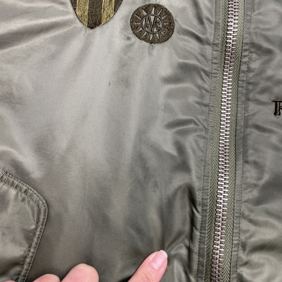 Vancarhell Flying Tigers Bomber Jacket Mens S Green Fighter Jet Top Gun ...