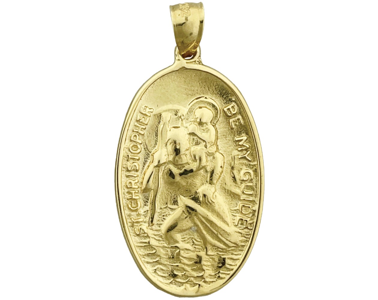 14K Gold Oval Saint Christopher Be My Guide Medallion | eBay