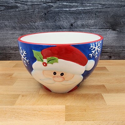 Santa Bowl Decorative Holiday Winter Snowflakes | eBay