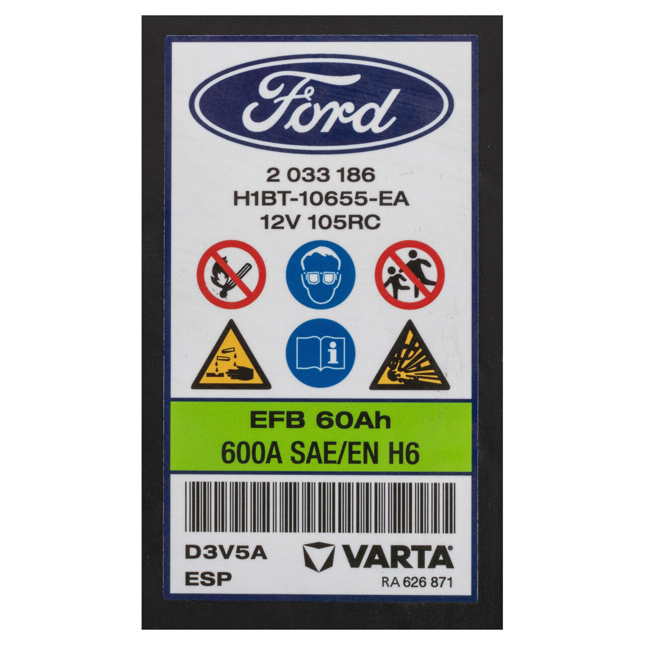 ORIGINAL Ford EFB Autobatterie Batterie Starterbatterie 12V 60Ah 600A ...