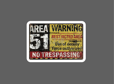 Area 51 Sticker Danger Warning Retro Forbidden Zone Military Gift NEW ...