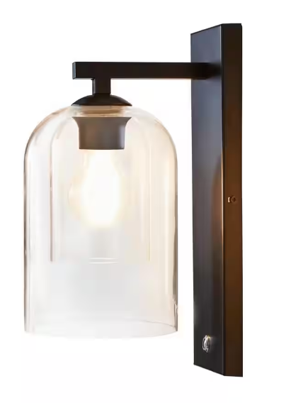 Modern Decorative Dimmable 1 Light Armed Wall Sconce Dimple Glass Clear ...