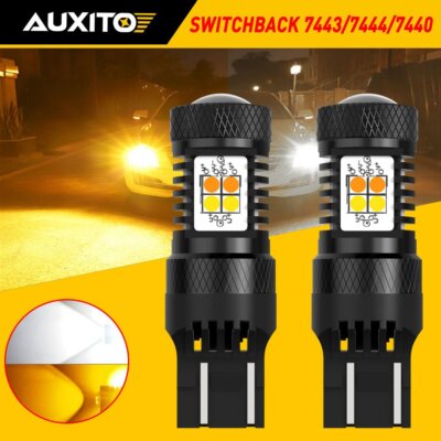 2x AUXITO White Amber Switchback 7443 7440 7444NA LED Turn Signal Light ...