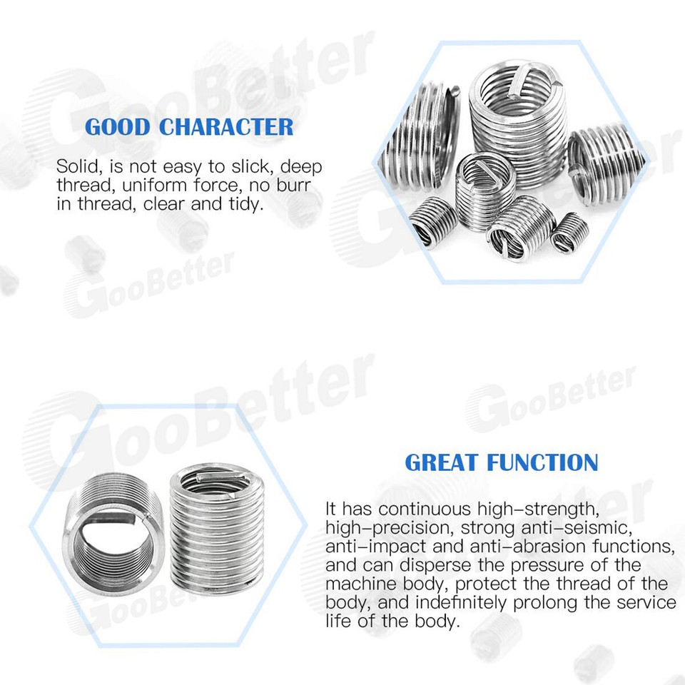 M3 M4 M5 M6 M8 M10 M12 Stainless Steel Helicoil Insert Thread Repair ...