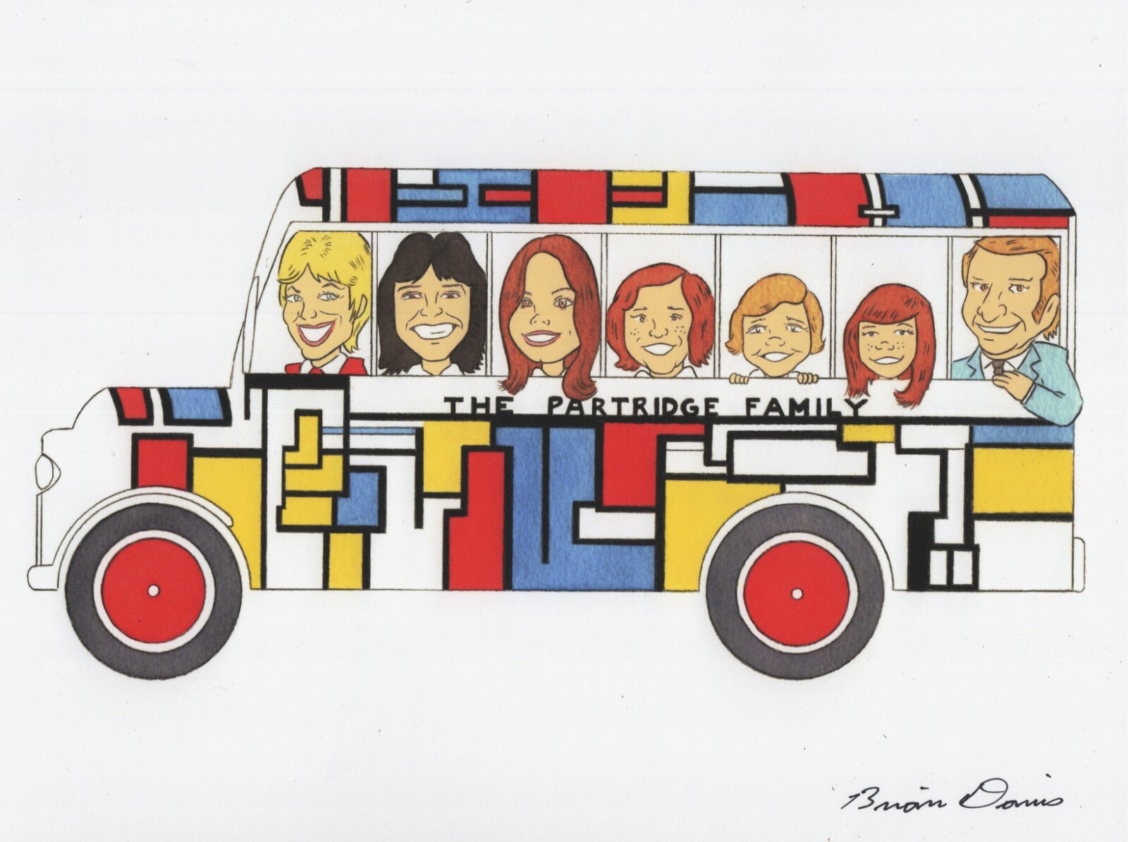 THE PARTRIDGE FAMILY CARICATURE ART PRINT 8.5" X 11 SIGNED BY BRIAN ...