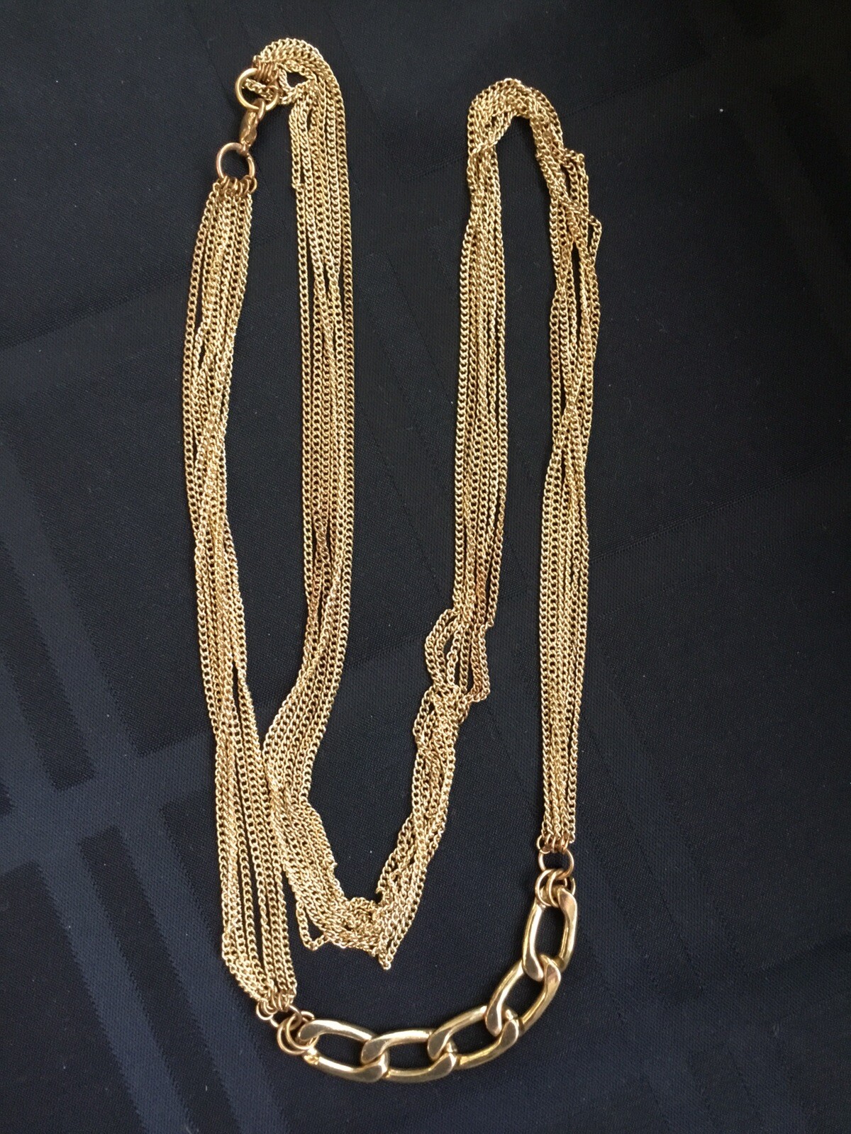 Multi Strand Chain Necklace Gold Tone Large Chain Link Station | eBay