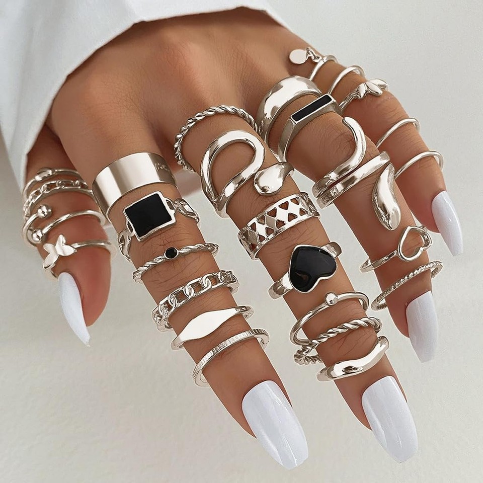 27 Pcs Gold Knuckle Rings Set for Women Girls，Stackable Joint Finger ...