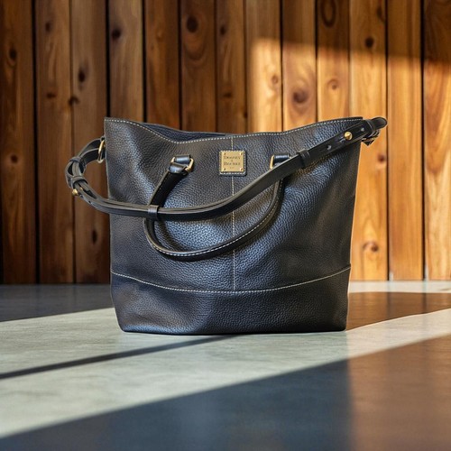 Dooney & Bourke Chelsea Shopper Black Pebbled Leather Tote Bag Large | eBay