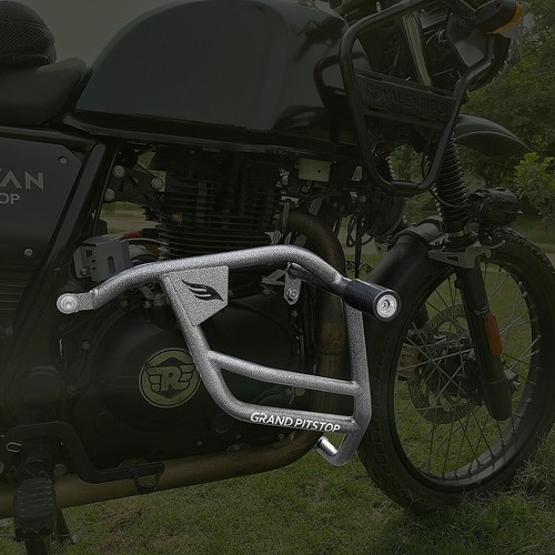 CRASH GUARD WITH SLIDER ANTIQUE SILVER FOR ROYAL ENFIELD HIMALAYAN ...