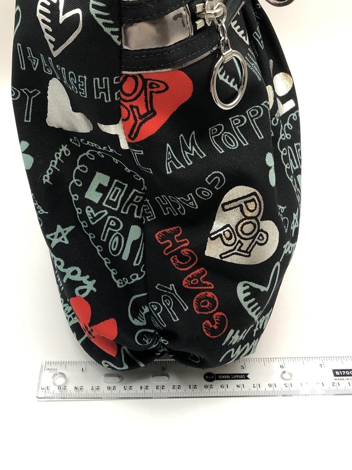 Coach Poppy Purse Handbag Tote Graffiti Style Black Red Preowned 16052 ...