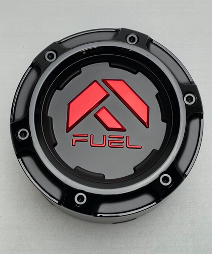 *USED Fuel Gloss Black/Red Logo Snap In Wheel Center Cap 1005-49TGBQ | eBay