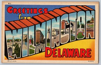 Greetings from WILMINGTON DELAWARE Vintage Large Letter Postcard | eBay