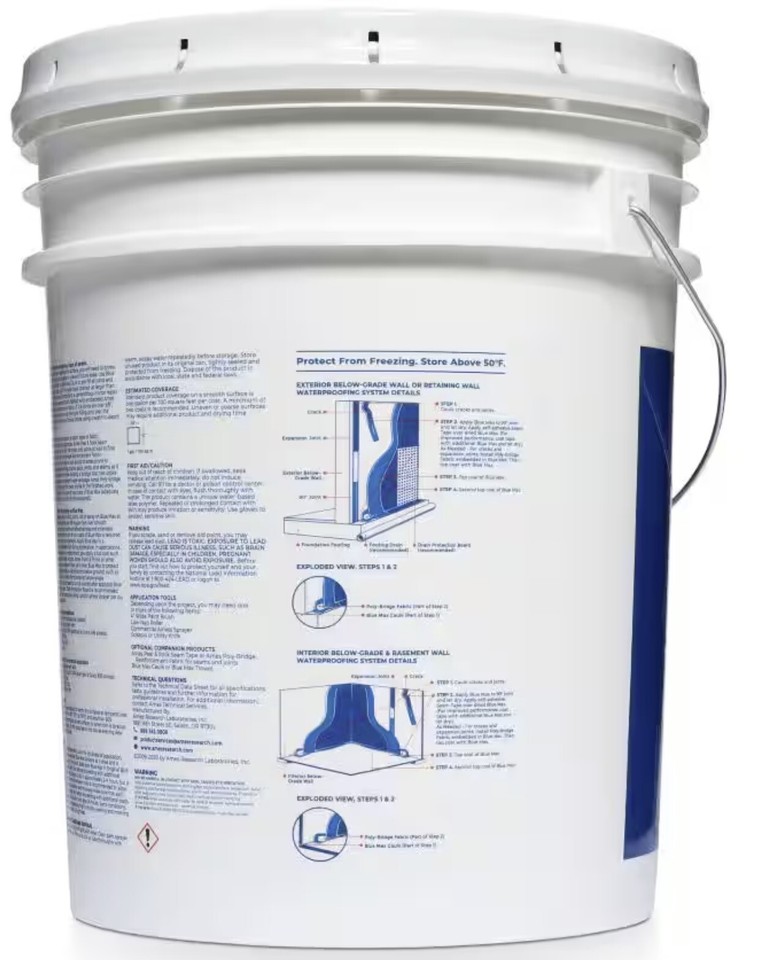 Blue Max BMX5RG 5 Gallon Liquid Rubber Membrane Waterproof ...