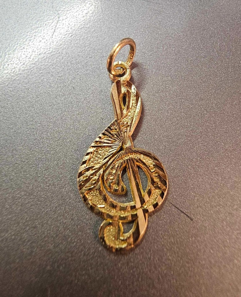 10K Gold Etched/ engraved Music Note Charm/ Pendant 1.10g - Tested- S81 ...