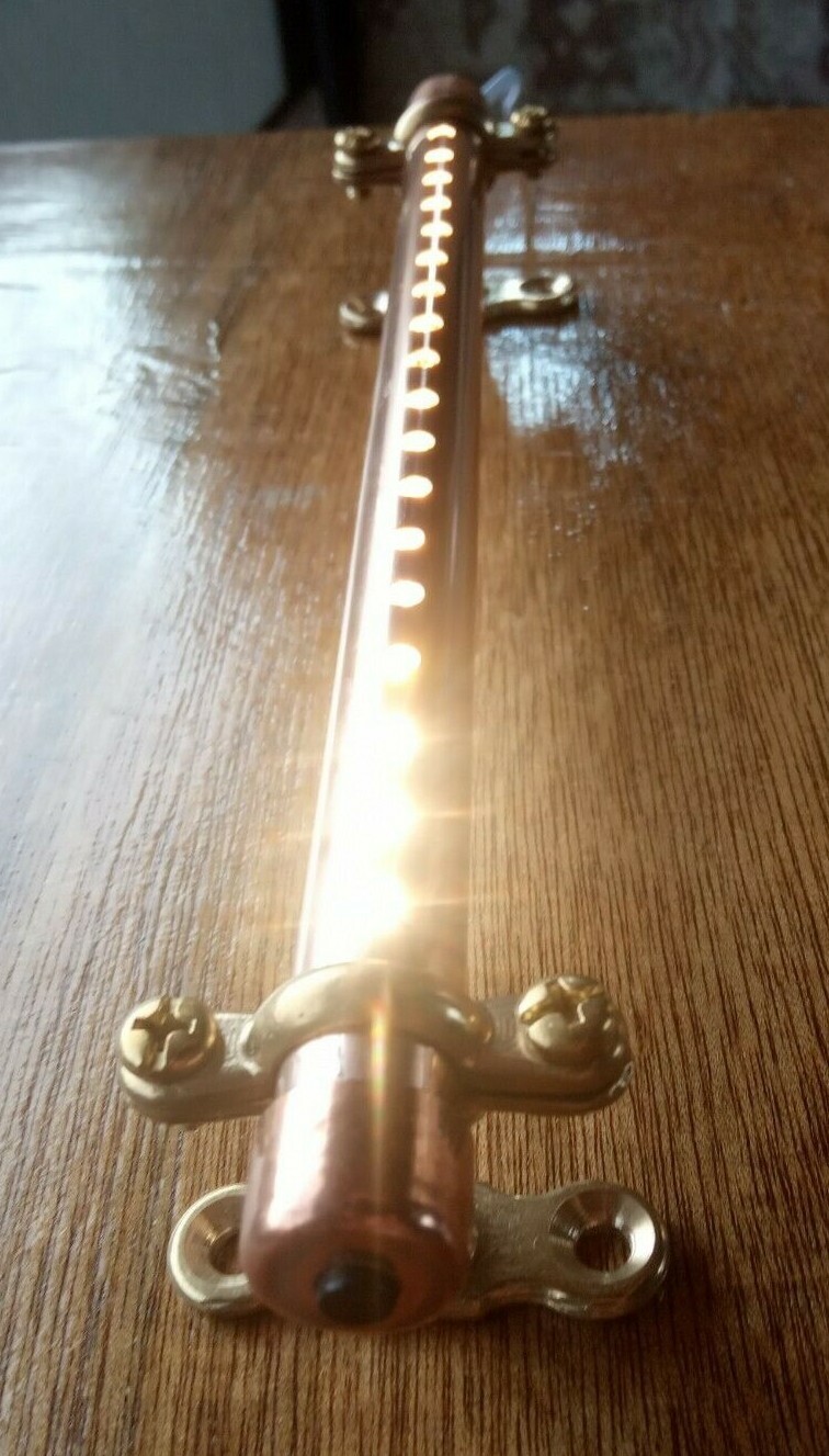 Copper pipe light led long 12V / Mains, with switch and brass mounting ...