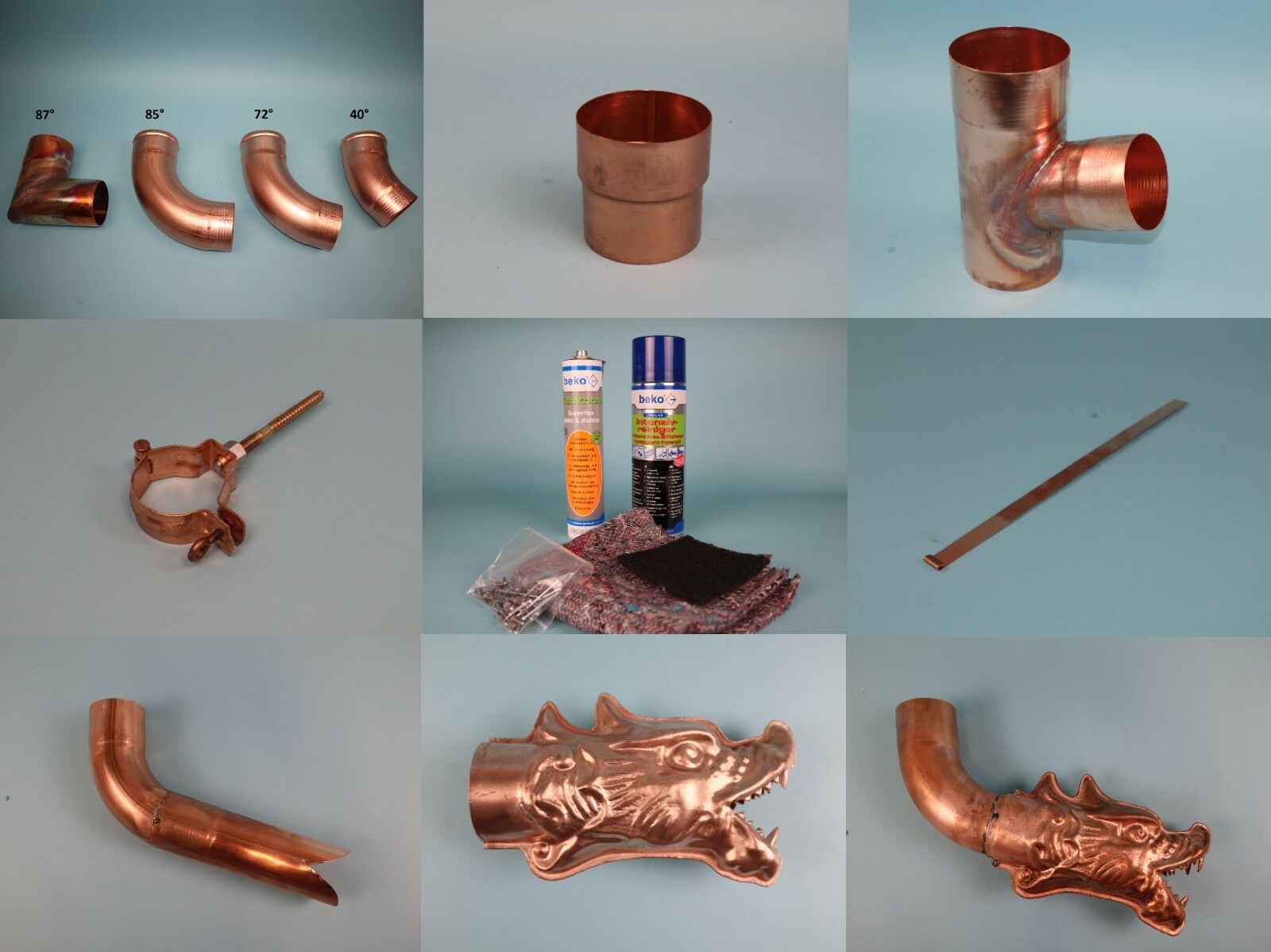 Zubehör für unsere Kleindachrinne aus Kupfer CU im Ø 60mm - Dachrinne ...