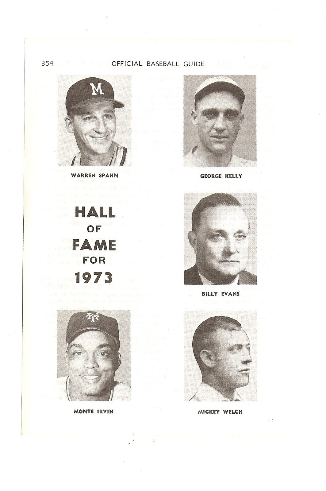 Warren Spahn High Pockets Kelly Monte Irvin 1973 Sporting News HOF ...