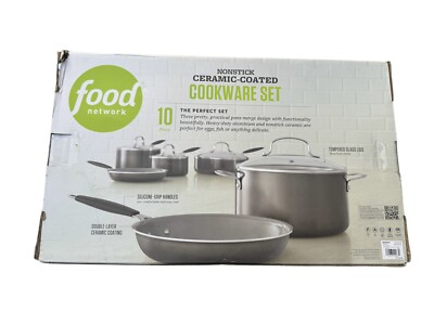 Food Network 10-pc Nonstick Ceramic Cookware Set Graphite | eBay