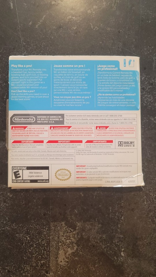 Nintendo Wii Sports (Nintendo Wii, 2006) Cardboard Sleeve Complete CIB ...