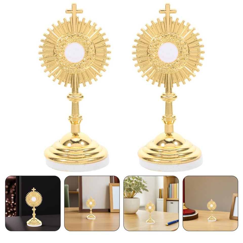 2pcs Small Standing Catholic Crosses, Metal Crucifix Desk Charm for ...
