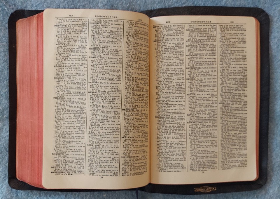 Vintage Bible King James KJV Genuine Leather References Collins Clear ...