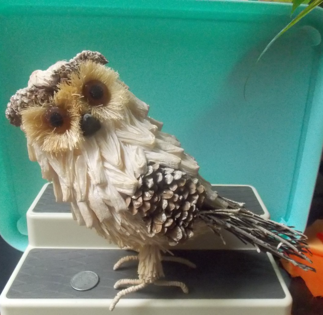 Rustic Sisal Owl with Twig Tail and Pinecone Wings | eBay