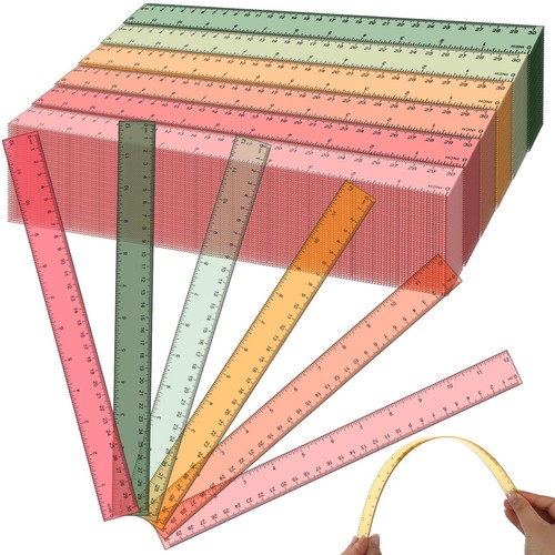 306 Pcs 12 Inch Plastic Ruler Color Transparent Colorful Metric Clear ...