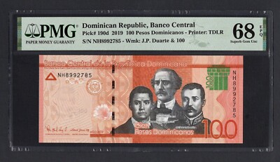 Dominican Republic 100 Pesos Dominicanos 2019 P190d UNC Graded 68 Top ...