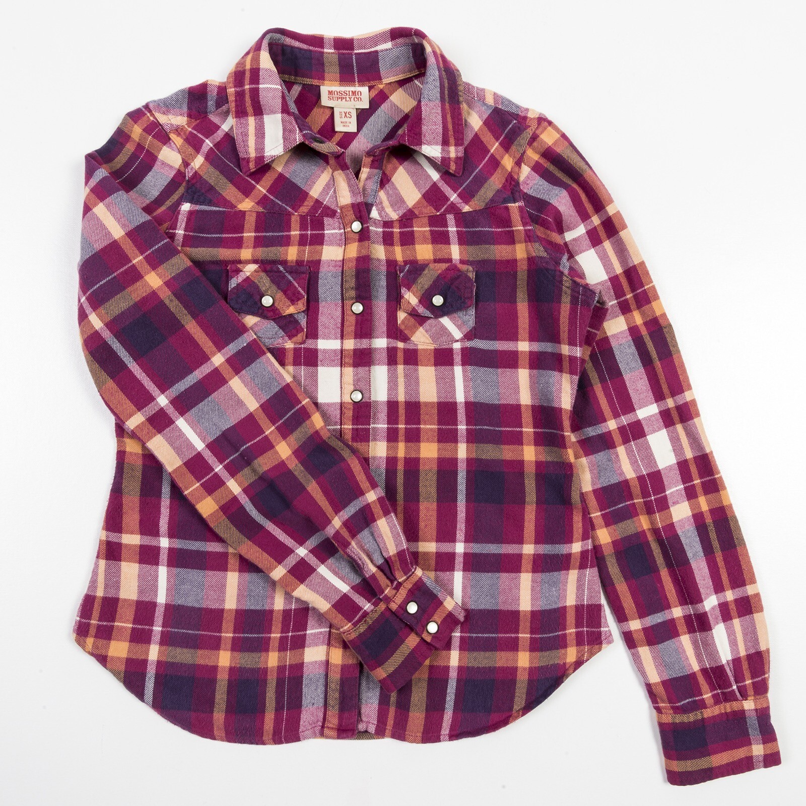 Mossimo Supply Shirt Cotton Flannel Pearl Snap Purple/Magenta Womens ...