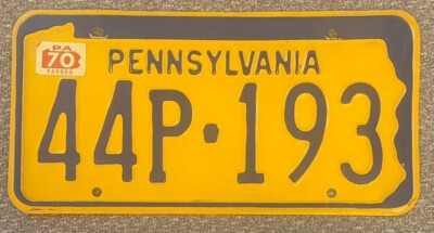 Pennsylvania 1970 License Plate # 44P-193 | eBay