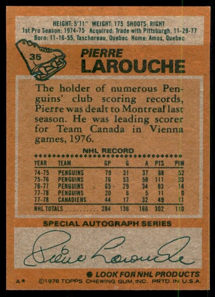 1978-79 Topps Hockey Card Pierre Larouche c Montreal Canadiens #35 | eBay