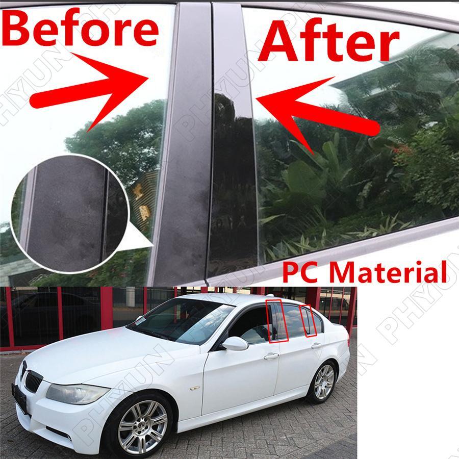 6x Glossy Black Car Window Pillar Posts Cover Stickers For BMW 3Series ...