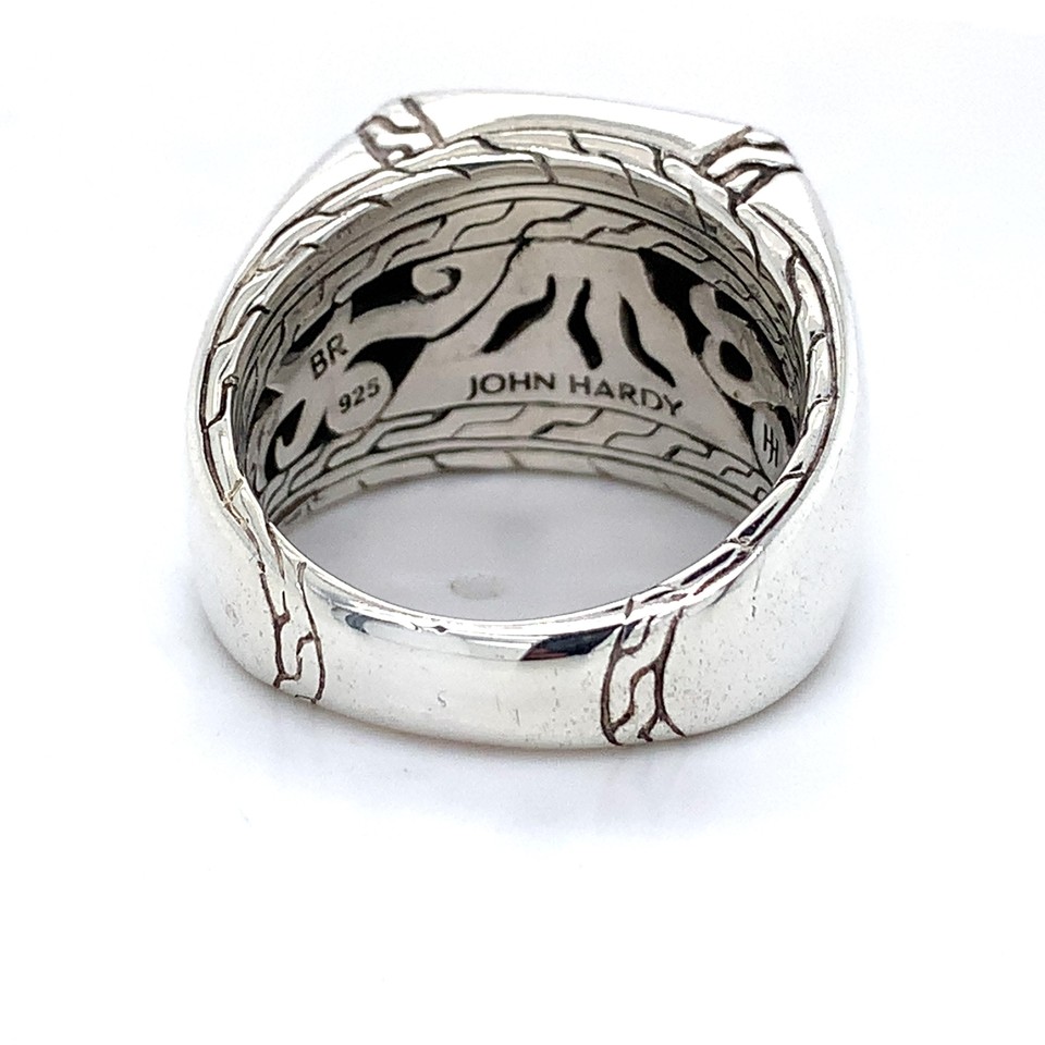 John Hardy Men's Sterling Silver Carved Bronze Hammered Signet Ring | eBay