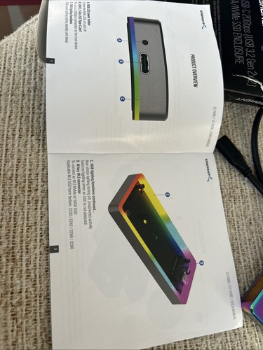 SABRENT Rocket RGB USB C 20Gbps M.2 SATA/NVMe SSD Enclosure (EC-RGBC ...