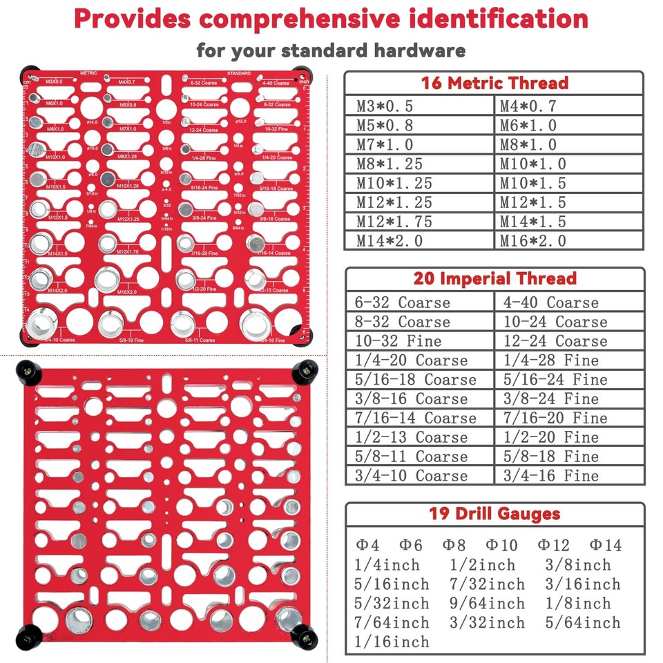 55 Thread Checker - Nut and Bolt Thread Checker Standard and Metric ...