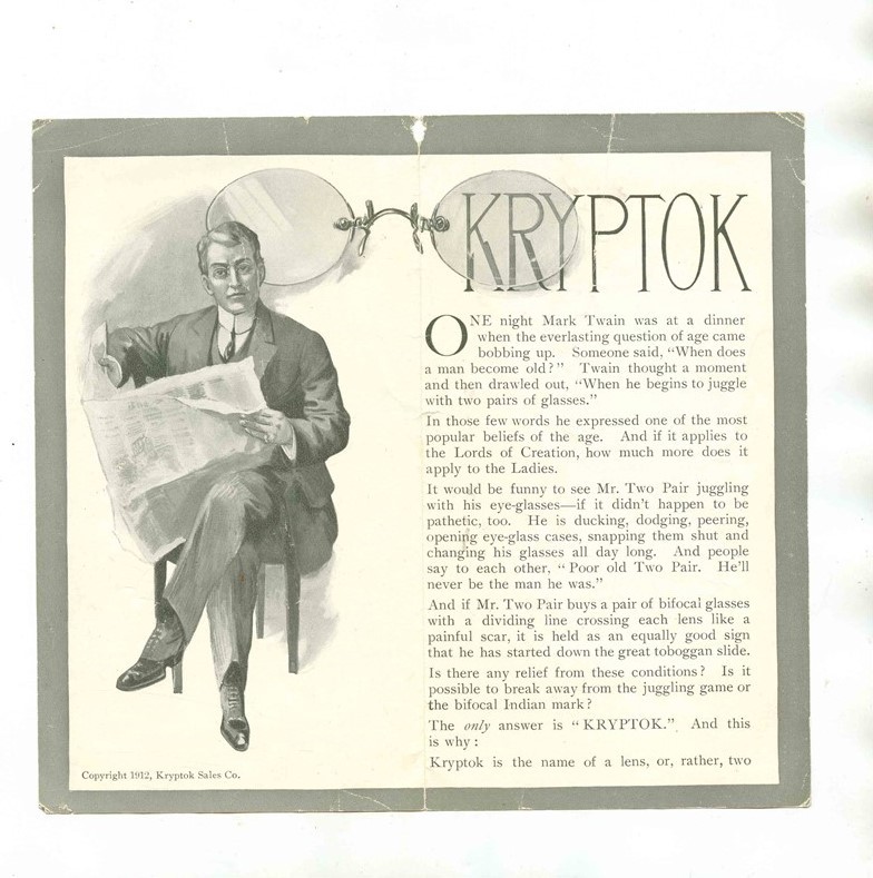Kryptok Optical Lens 1912 Brochure Reflections of a Young Man Mark ...