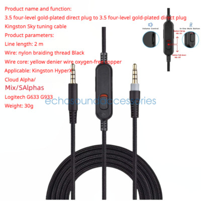 Audio Cable for Kingston HyperX Cloud Alpha/ Mix/ SAlphas Headphone | eBay