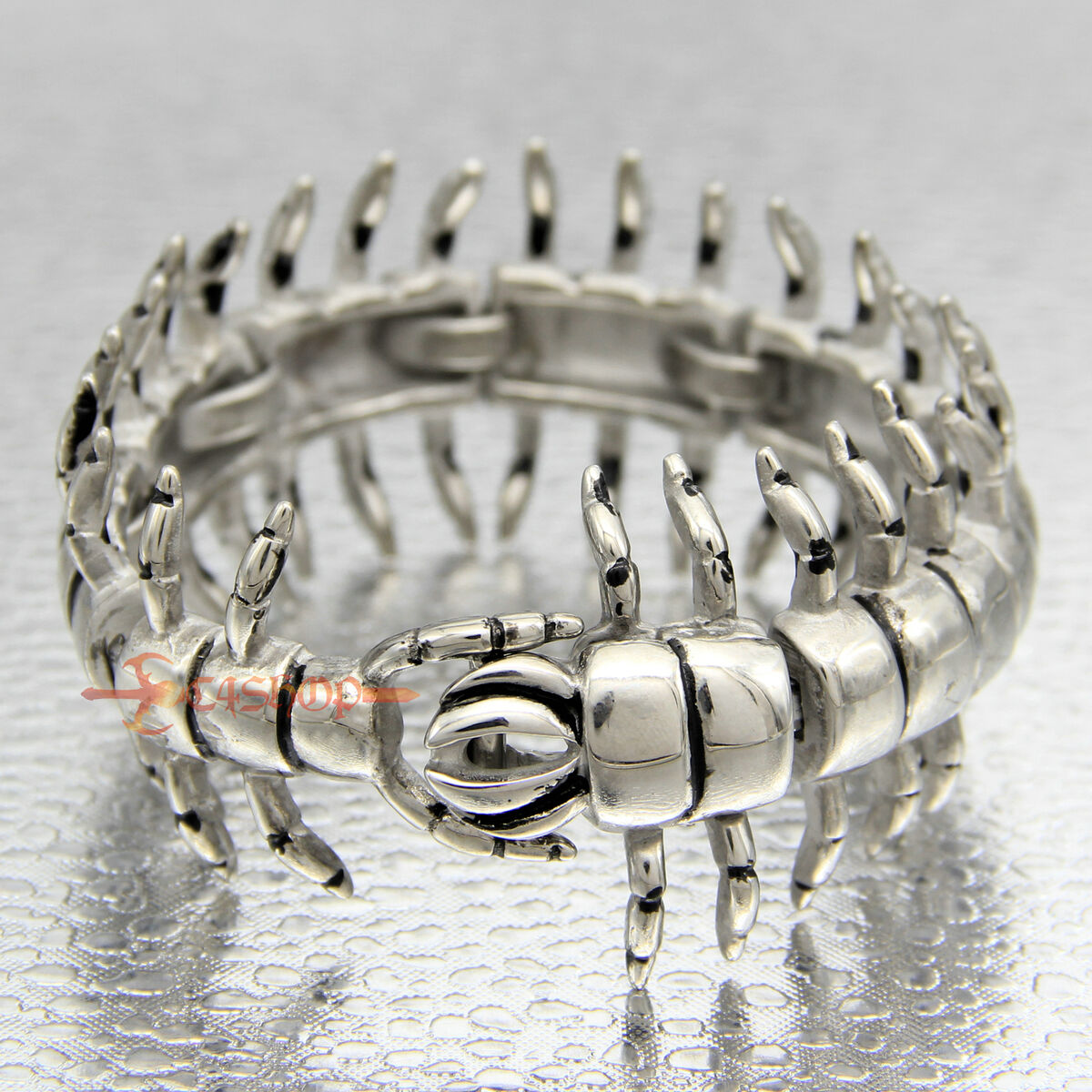 Men's Large 3D Stainless Steel Centipede Link Chain Bracelet Men's Large 3D Stainless Steel Centipede Link Chain Bracelet