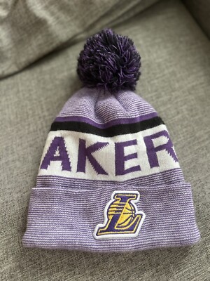 NBA LA Lakers Ultra Game Pom Cuffed Winter Beanie Cap Purple Knit Hat ...