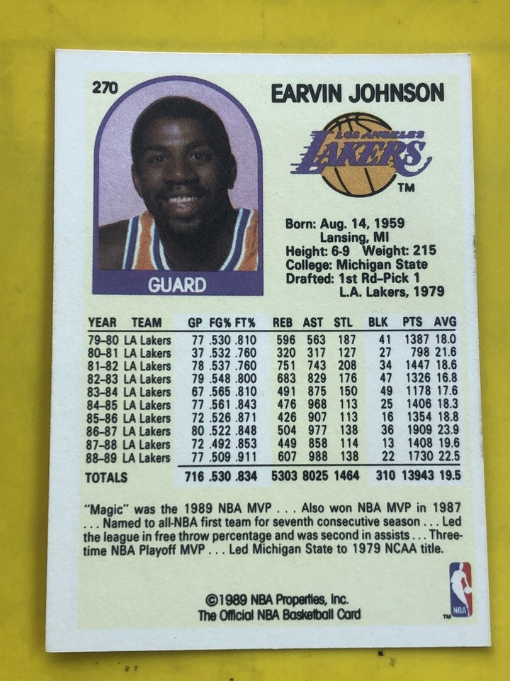1989-90 NBA Hoops Magic Johnson Earvin #270 HOF | eBay
