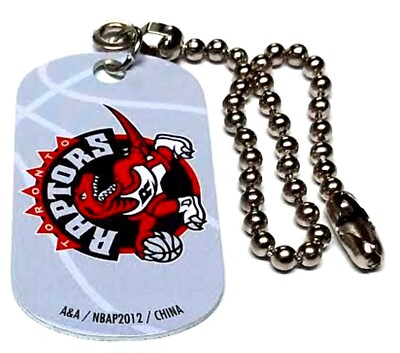 TORONTO RAPTORS NBA 1.5" LONG METAL LIGHT PULL DOG TAG 6" CHAIN QUICK ...