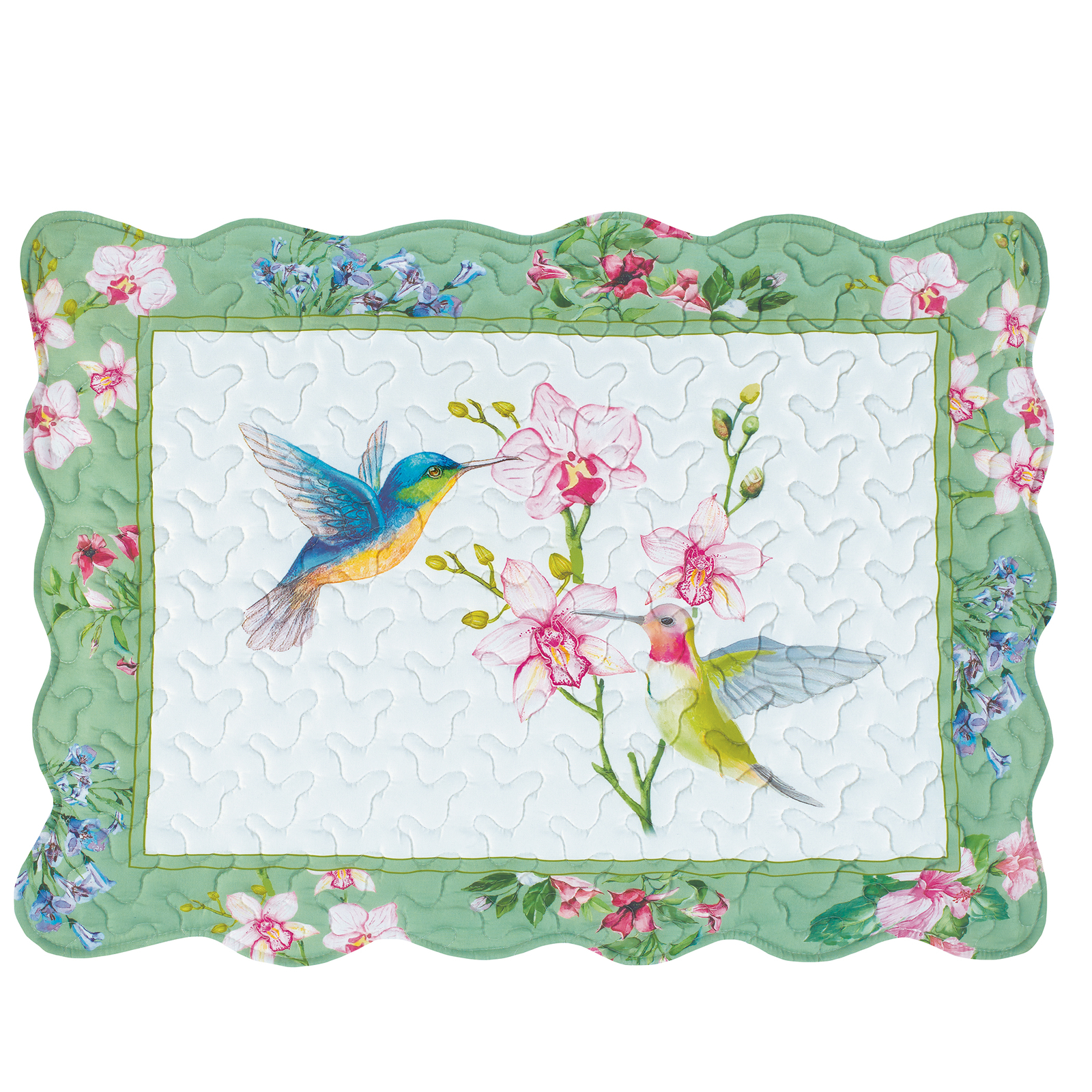 Hummingbird Floral Patchwork Scalloped Edge Pillow Shams - Set of 2 | eBay