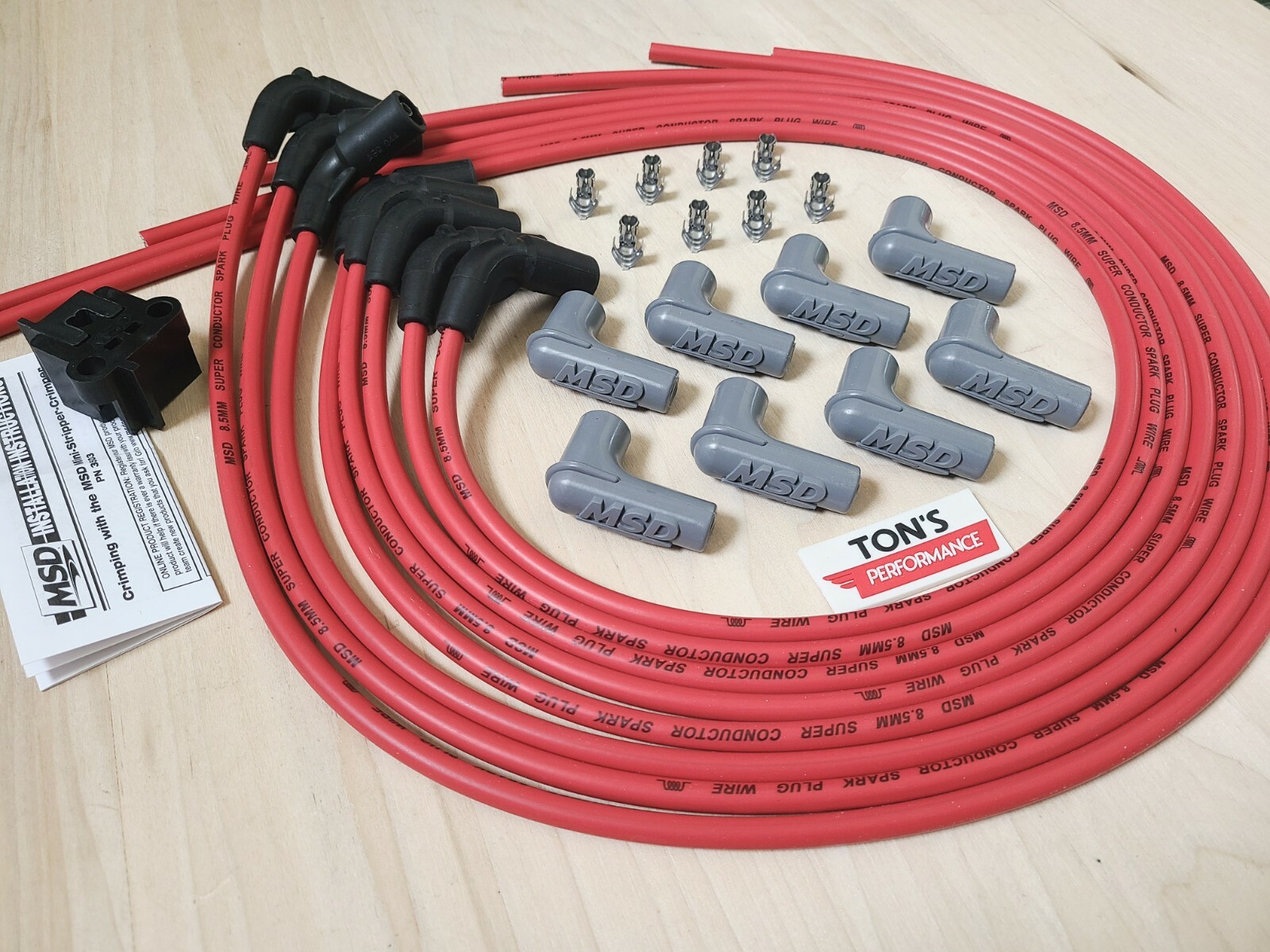 42" GM LT LT1 Universal MSD Red 8.5mm Cut to Fit Spark Plug Wire Kit ...