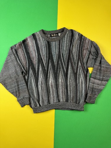 Vintage 80s Alan Stuart Mens Sweater Size XL Coogie Style Pullover Zig ...
