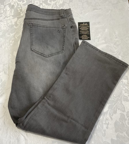 DG2 Diane Gilman Jeans Pull On Grey Stone Wash Size 12P Straight Leg ...