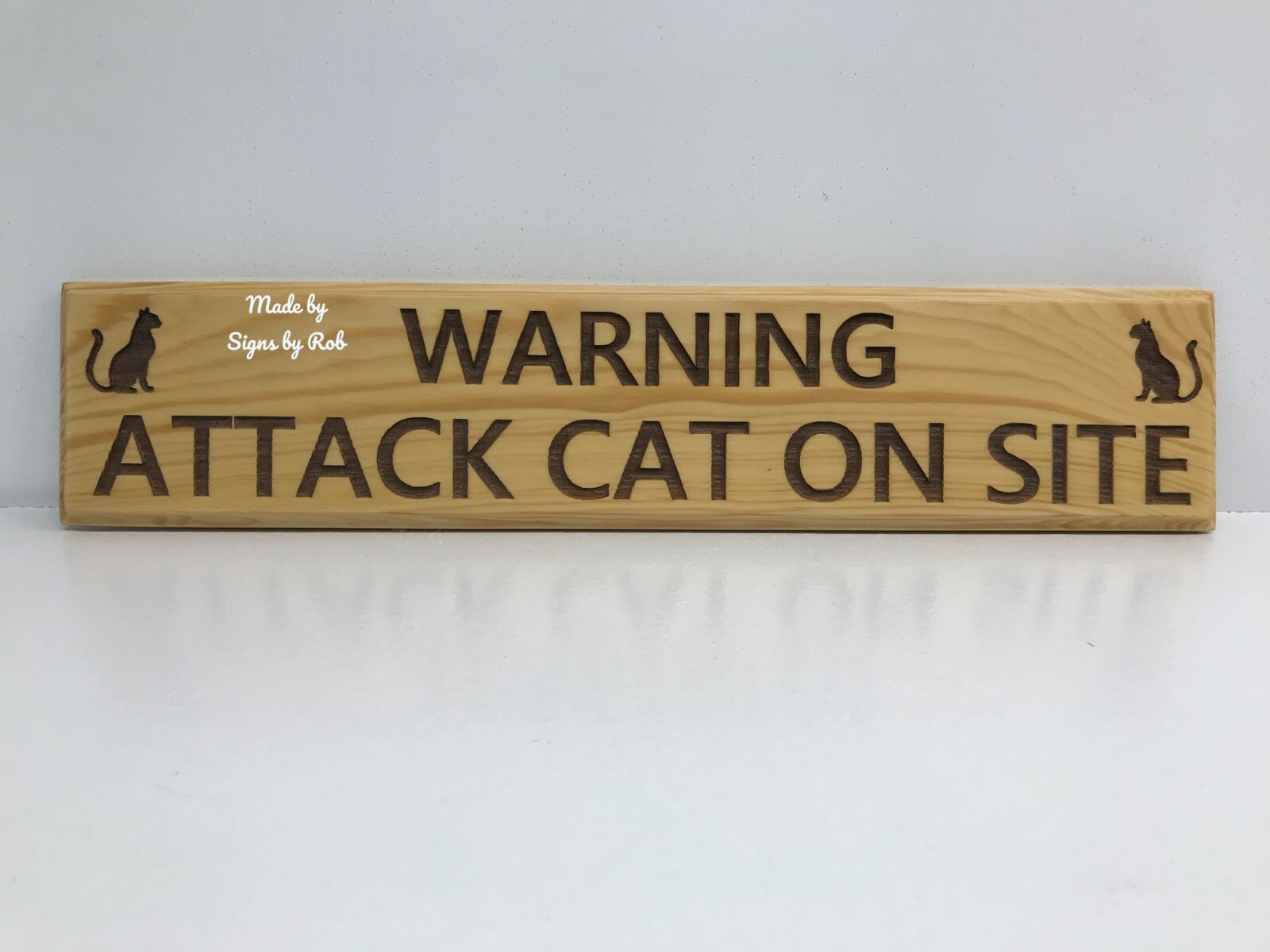 Laser engraved, Hand-Crafted, wood " Warning Attack Cat..." sign, great ...