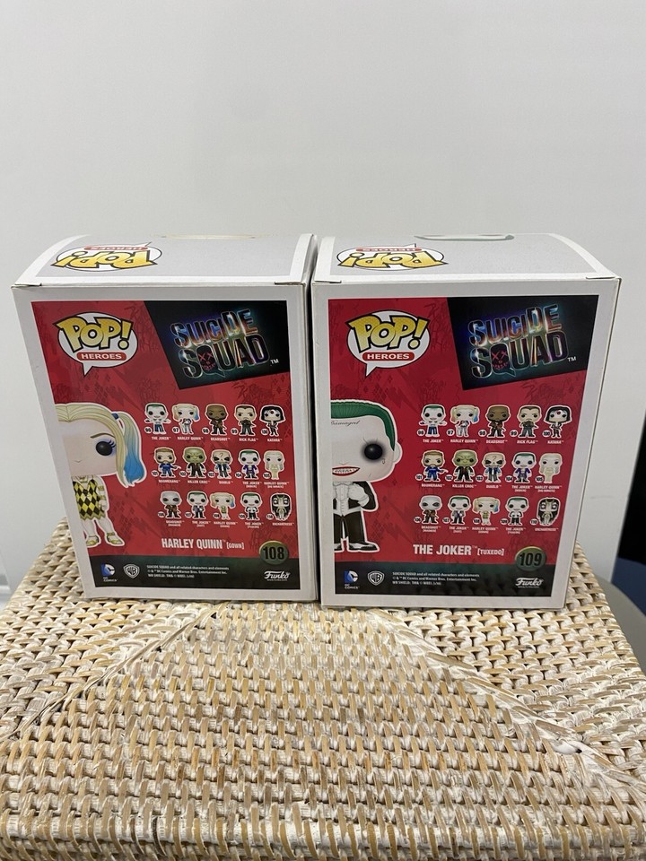 Funko Pop! Suicide Squad 2 Figure Lot Harley Quinn 108 & The Joker 109 ...