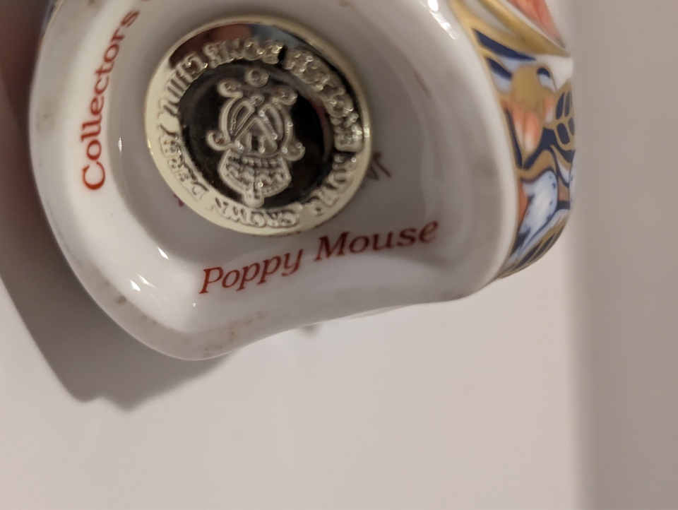 Handpainted Royal Crown Derby Poppy Mouse Exclusive paperweight Gilted ...