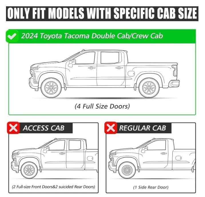 For 2024 2025 Toyota Tacoma Double Cab Top Roof Rack + Cross Side Rails ...