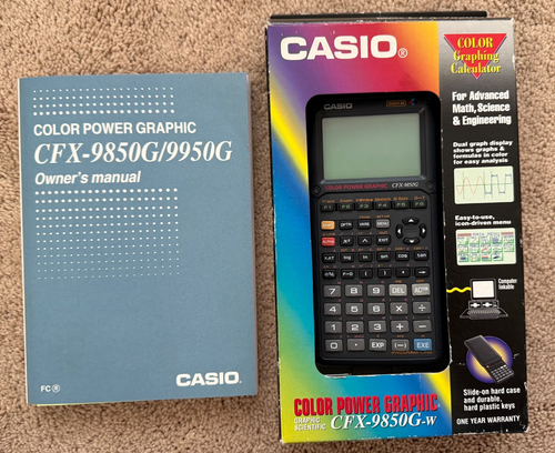 Casio CFX-9850G-W 32KB Color Graphing Calculator WITH Owners Manual ...